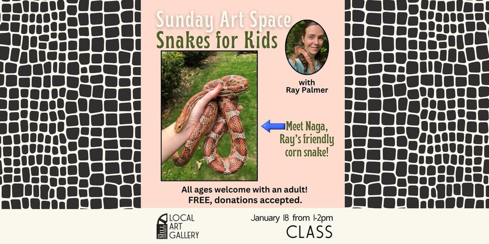 Jan 18: Snakes for Kids with Ray Palmer at The Mill District